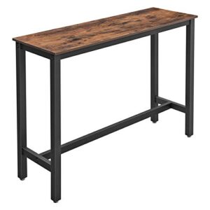 vasagle narrow, bar table with sturdy metal frame, easy assembly, industrial design, ‎15.7 x 47.2 x 39.4 inches, rustic brown