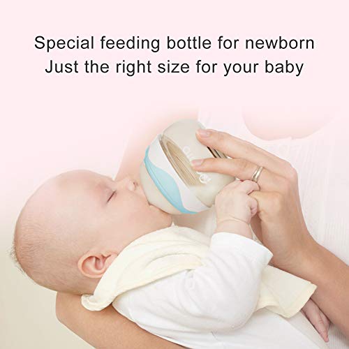 Breast Milk Baby Bottles for Newborn Baby PPSU Anti Colic Infant Bottles Wide Neck Breast-Like Nipple Slow Flow Breastfeeding Toddler Bottles-2pack (2.5oz/pc Blue)