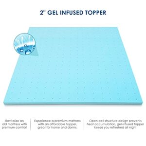 Momend 2Inch Memory Foam Mattress Pad Twin XL, Cooling Gel-Infused Extra Long Single Bed Topper for College Dorm