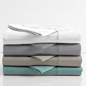 Color Sense 1200 Thread Count White Queen Size Bed Sheet Set, Cotton Rich 4 Piece Bedding Set, Durable & Moisture Wicking, Wrinkle-Resistant, Soft Sateen Sheets with Elasticized Deep Pocket