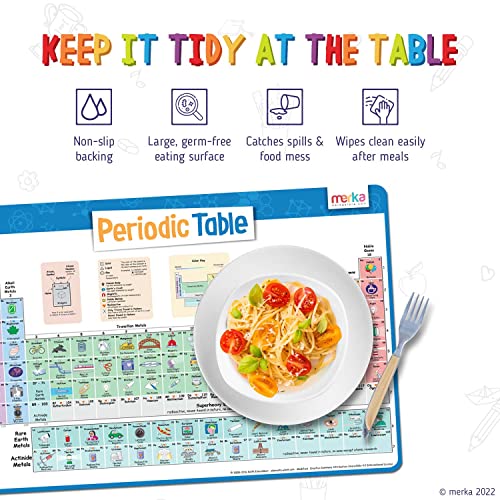 merka Kids Placemat Educational Placemats Periodic Table for Kids Chemistry Learning Placemat Kids Placemat for Dining Table