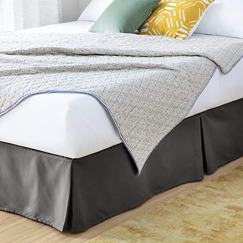 Linenspa 14 Inch Wrinkle and Fade Resistant-Machine Washable-Easy Use Pleated Microfiber Bed Skirt, Queen, Graphite