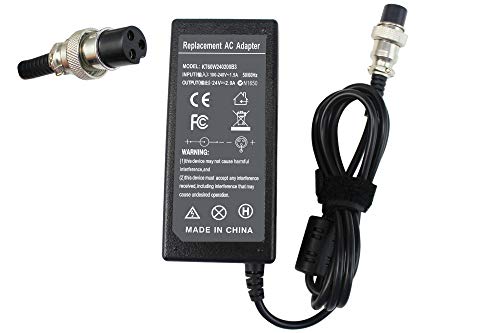 LNOCCIY 48W 24V 2A Scooter Battery Charger for Razor E100 E200 E300 MX350 ZR350 PR200 for Razor Ground Force;Razor Pocket Mod;Sunl Scooter;Mini Chopper;Dirt Quad Bike;Pocket Mod Cable