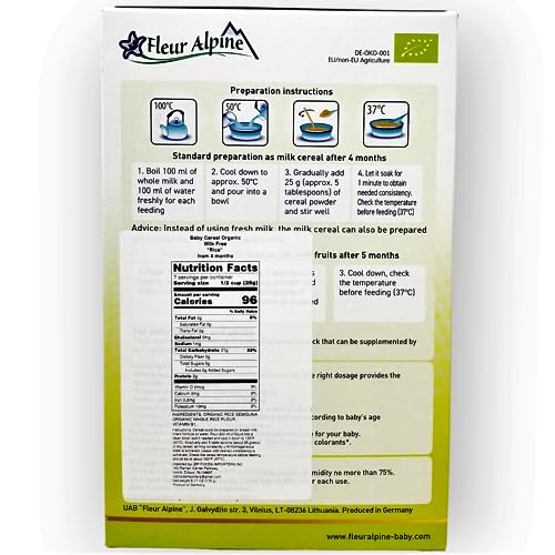 Fleur Alpine Beby Rice Cereal low Allergenic for Babies from 4 months 175g from Germany