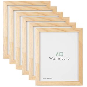 wallniture alps diy wall decor 8x10 craft picture frames table top display or wall mount, set of 6 natural finish