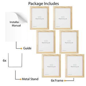 Wallniture Alps DIY Wall Decor 8x10 Craft Picture Frames Table Top Display or Wall Mount, Set of 6 Natural Finish