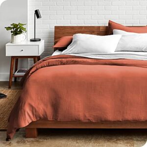 bare home sandwashed duvet cover queen size - premium 1800 collection duvet set - cooling duvet cover - super soft duvet covers (queen, sandwashed dusty rose)