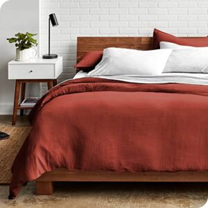 bare home sandwashed duvet cover queen size - premium 1800 collection duvet set - cooling duvet cover - super soft duvet covers (queen, sandwashed rosewood)