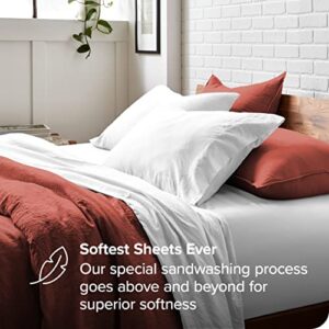 Bare Home Sandwashed Duvet Cover Queen Size - Premium 1800 Collection Duvet Set - Cooling Duvet Cover - Super Soft Duvet Covers (Queen, Sandwashed Rosewood)