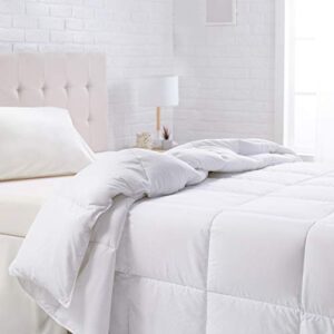 amazon basics down alternative bedding comforter duvet insert - twin, white, all-season