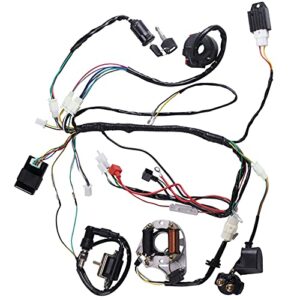 Complete Electrics Wiring Harness Stator Coil CDI Solenoid Relay Spark Plug for 4 Wheelers Stroke ATV （50cc 70cc 110cc 125cc） Pit Quad Dirt Bike taotao Go Kart by OTOHANS AUTOMOTIVE