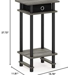 Furinno Turn-N-Tube Tall End Table, French Oak Grey/Black/Black