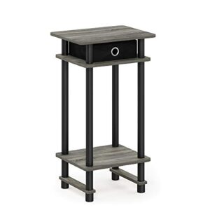 furinno turn-n-tube tall end table, french oak grey/black/black