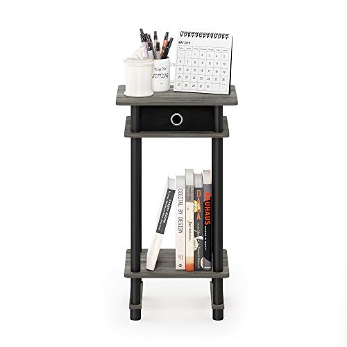 Furinno Turn-N-Tube Tall End Table, French Oak Grey/Black/Black