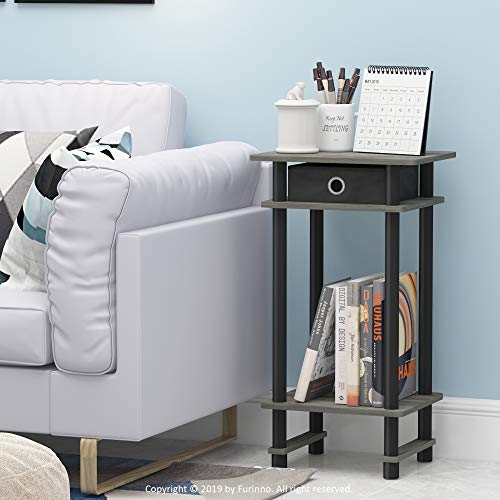 Furinno Turn-N-Tube Tall End Table, French Oak Grey/Black/Black