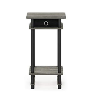 Furinno Turn-N-Tube Tall End Table, French Oak Grey/Black/Black