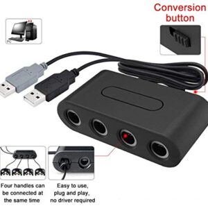 4 Controllers for Gamecube，with 4 Extension Cables and 4-Port USB Adapter for Switch PC Wii U Console (BPOS)