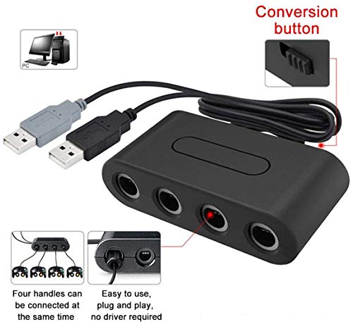 4 Controllers for Gamecube，with 4 Extension Cables and 4-Port USB Adapter for Switch PC Wii U Console (BPOS)