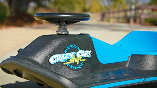 Razor Crazy Cart Shift for Kids Ages 6+ (Low Speed) 8+ (High Speed) - 12V Electric Drifting Go Kart for Kids - High/Low Speed Switch and Simplified Drifting System, for Riders up to 120 lbs,Black/Blue