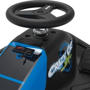 Razor Crazy Cart Shift for Kids Ages 6+ (Low Speed) 8+ (High Speed) - 12V Electric Drifting Go Kart for Kids - High/Low Speed Switch and Simplified Drifting System, for Riders up to 120 lbs,Black/Blue