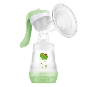 mam manual breast pump portable breast pump with easy start anti-colic baby bottle includes 2 bottle nipples 1-count green one size