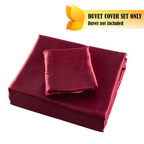 Sleepymoon Duvet Cover Set Silk Like Twin Full Queen King (Red, King) (Only Duvet Cover+ Pillow Sham. Comforter or Duvet Not Included)