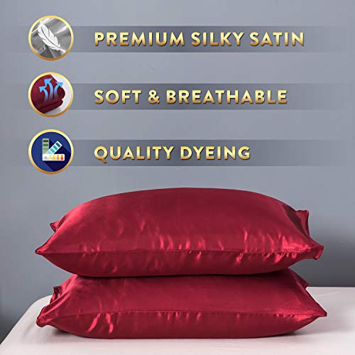 Sleepymoon Duvet Cover Set Silk Like Twin Full Queen King (Red, King) (Only Duvet Cover+ Pillow Sham. Comforter or Duvet Not Included)