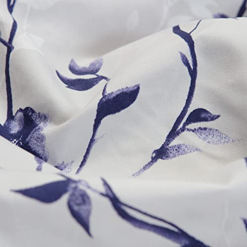 Chanasya Floral Duvet Cover Set - Duvet Cover (68” x 90”) & 1 Pillow Sham (20” x 26”) - 2-Piece Set, Twin Size, Purple Navy