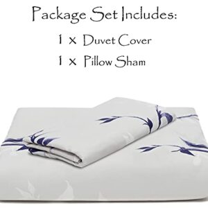 Chanasya Floral Duvet Cover Set - Duvet Cover (68” x 90”) & 1 Pillow Sham (20” x 26”) - 2-Piece Set, Twin Size, Purple Navy