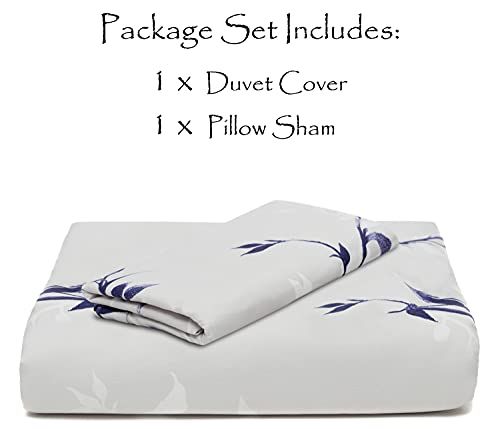 Chanasya Floral Duvet Cover Set - Duvet Cover (68” x 90”) & 1 Pillow Sham (20” x 26”) - 2-Piece Set, Twin Size, Purple Navy