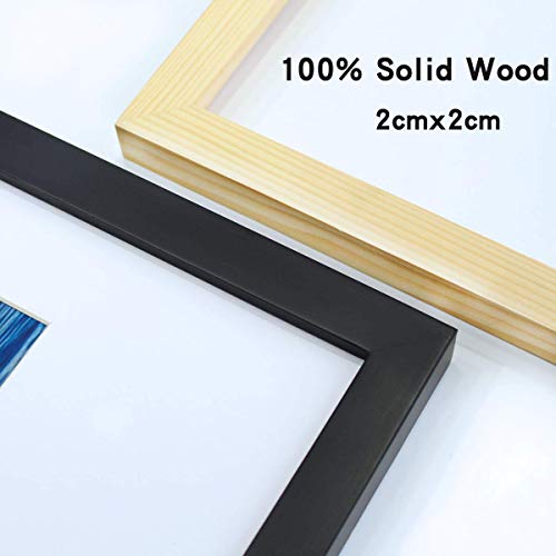 16x20inch Picture Frame Solid Wood Display Pictures 12x16 with Mat or 16x20 Wall Without Mounting Photo Frame Black（1pcs）