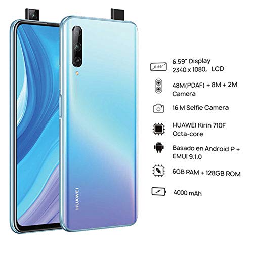 Huawei Y9s 6GB 128GB 6.59” Display, 48MP Triple AI Cameras Smartphone Auto Selfie Pop-Up Front Camera 4000mAh Battery Cellphone (Breathing Crystal)