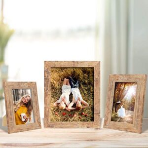 iRahmen 4 Pack 5x7 Rustic Picture Frame Set with High Definition Glass Photo Frame for Desktop Display and Wall Mounting (IR-US002-BR-P5X7(4PK))