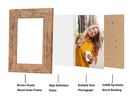 iRahmen 4 Pack 5x7 Rustic Picture Frame Set with High Definition Glass Photo Frame for Desktop Display and Wall Mounting (IR-US002-BR-P5X7(4PK))