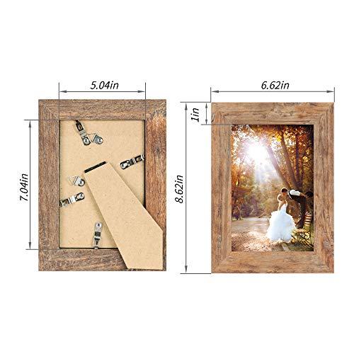 iRahmen 4 Pack 5x7 Rustic Picture Frame Set with High Definition Glass Photo Frame for Desktop Display and Wall Mounting (IR-US002-BR-P5X7(4PK))