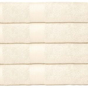 TERRYMIX 100% Cotton 4 Piece 550-600 GSM Large Cotton Bath Towel Set :: 140 x 70 cm … (4 Ivory)