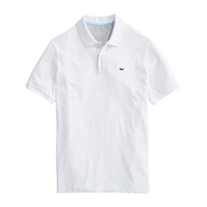 vineyard vines men's edgartown short sleeve pique polo, white cap, xx-large