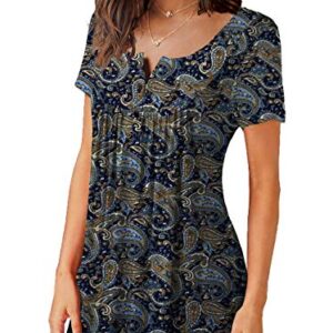 a.Jesdani Womens Short Sleeve Summer Tunic Tops Plus Size Blouses Dark Blue 1X