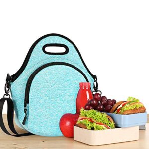 Gowraps Lunch Bags For Women Men Kids Neoprene Lunch Tote Bags With Adjustable Detachable Shoulder Straps Reusable Soft Insulated Lunch Box For School/Picnic/Work(Turquoise)