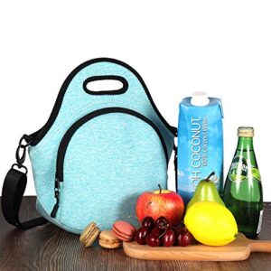 Gowraps Lunch Bags For Women Men Kids Neoprene Lunch Tote Bags With Adjustable Detachable Shoulder Straps Reusable Soft Insulated Lunch Box For School/Picnic/Work(Turquoise)