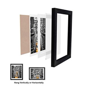 Finefrarm 12x16 Frames Display 11x14 Picture with Mat or 12 x 16 Photo Without Mats Black Picture Frames Wall Art for Living Room and Office Wall Mounting Decor