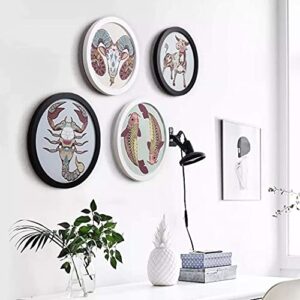 JUSTDOLIFE Picture Frame Round Wooden Photo Frame Wall Hanging Photo Display Wall Decor