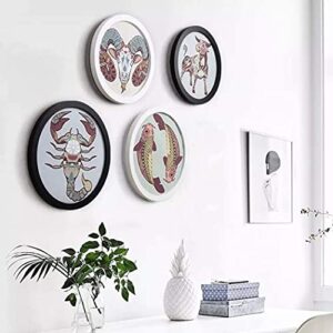 JUSTDOLIFE Picture Frame Round Wooden Photo Frame Wall Hanging Photo Display Wall Decor