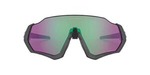 oakley men's oo9401 flight jacket rectangular sunglasses, steel/prizm road jade, 37 mm