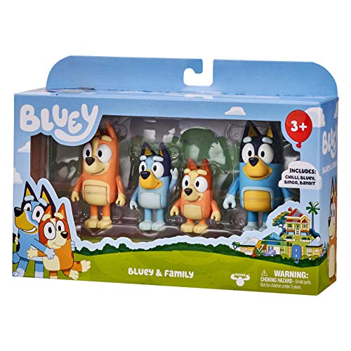 Bluey and Family 4 Pack of 2.5-3" Bluey, Bingo, Chilli, Bandit Poseable Figures