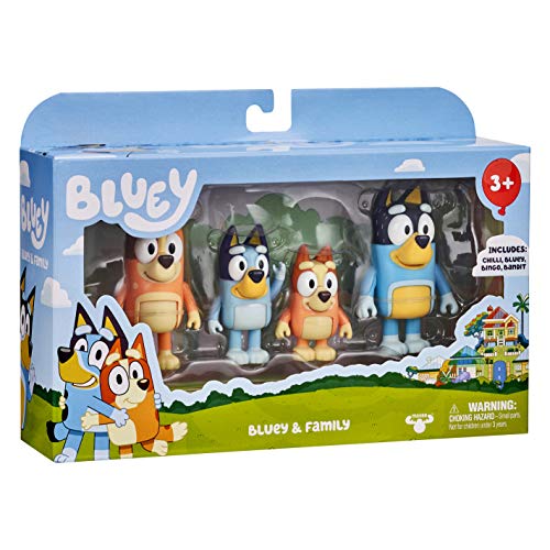 Bluey and Family 4 Pack of 2.5-3" Bluey, Bingo, Chilli, Bandit Poseable Figures