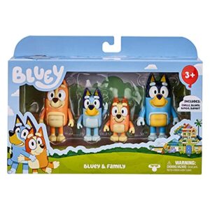 Bluey and Family 4 Pack of 2.5-3" Bluey, Bingo, Chilli, Bandit Poseable Figures