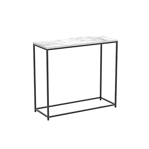 Safdie & Co. - Metal Console Table, Marble Black Console Tables for Entryway, Use As Doorway Table, Narrow Bar Table, or Accent Furniture for Decorating Foyer, 12 x 28 x 31 Inches