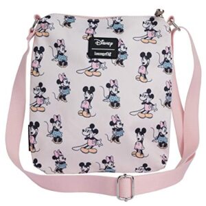 Loungefly Women Pastel Minnie Mickey AOP Nylon Passport, Multi, 8 inches x 9 inches x 1.25 inches