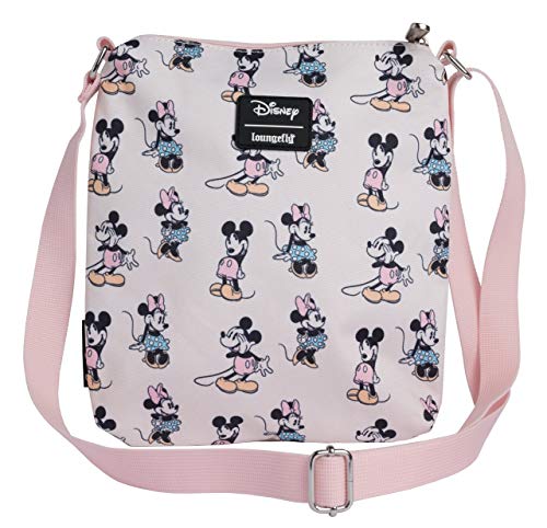 Loungefly Women Pastel Minnie Mickey AOP Nylon Passport, Multi, 8 inches x 9 inches x 1.25 inches